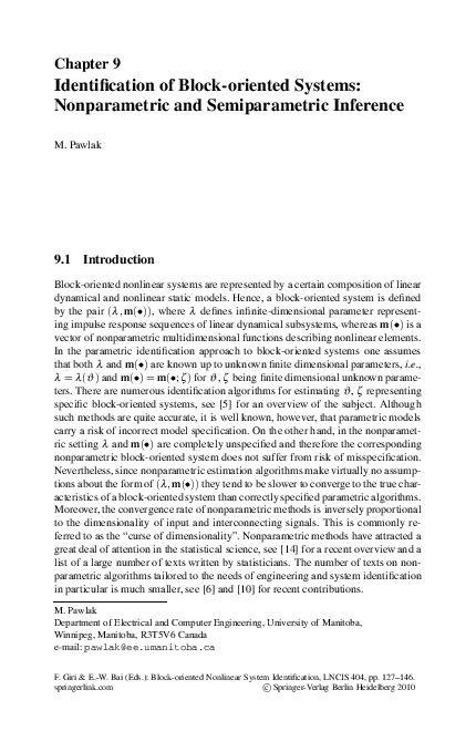 (PDF) Identification of Block-oriented Systems: Nonparametric and Semiparametric Inference