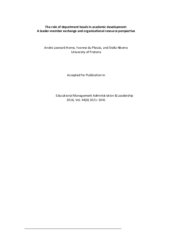 (PDF) Role of Department Heads in Academic Development: A Leader-Member ...