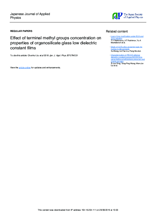 (PDF) Effect of terminal methyl groups concentration on properties of ...