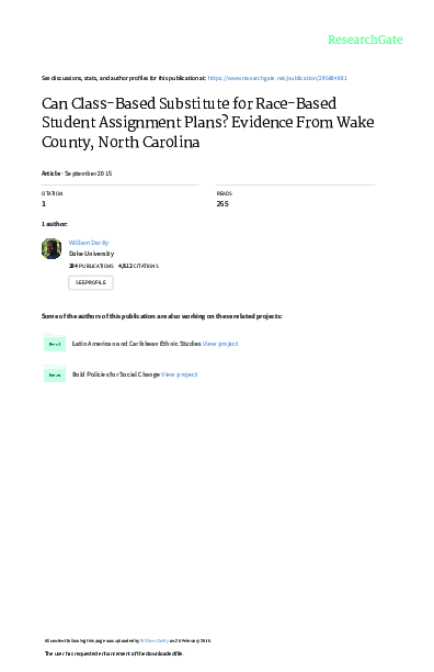 (PDF) Can Class-Based Substitute for Race-Based Student Assignment ...
