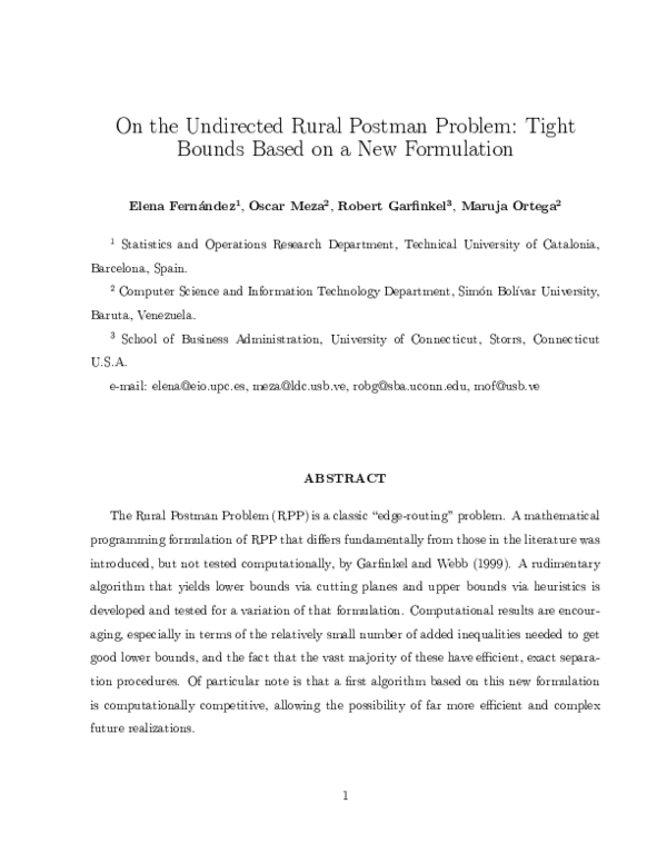 (PDF) On the undirected rural postman problem: Tight bounds based on a ...