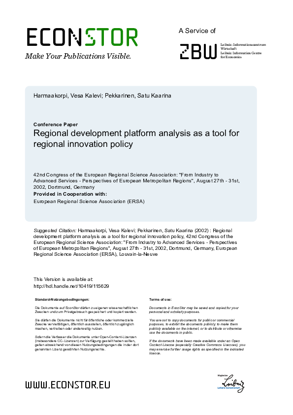 (PDF) Regional development platform analysis as a tool for regional ...