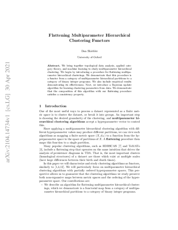 (PDF) Flattening Multiparameter Hierarchical Clustering Functors