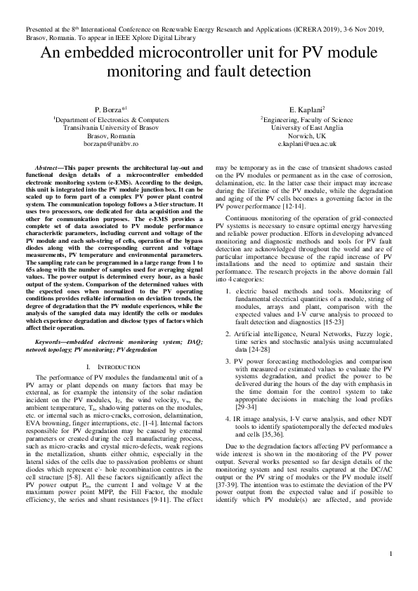 (PDF) An embedded microcontroller unit for PV module monitoring and fault detection