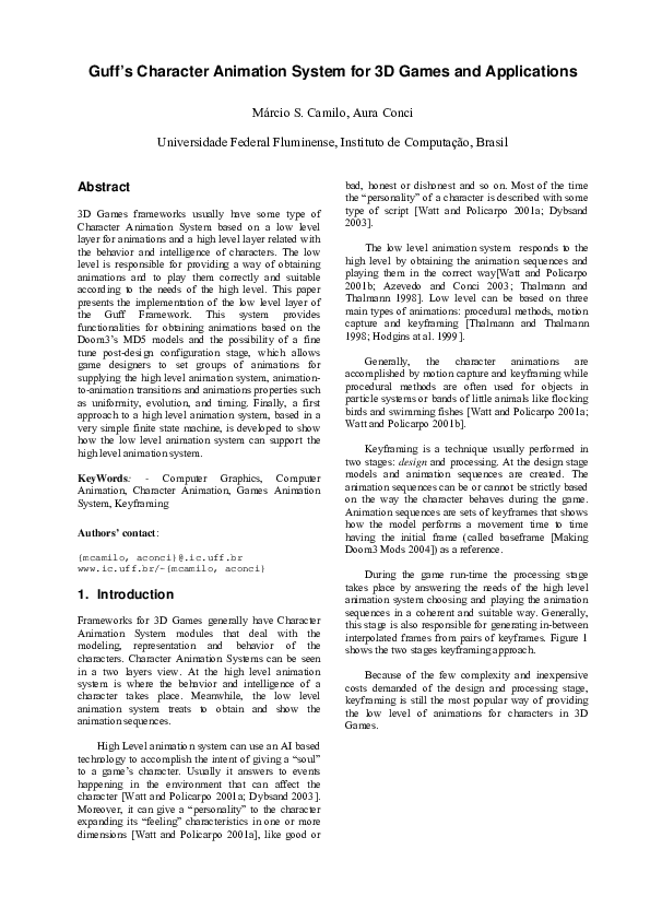 (PDF) Guff’s Character Animation System for 3D Games and Applications