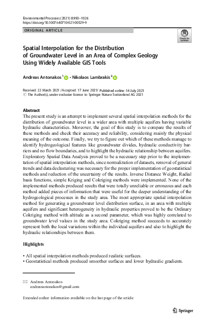 (PDF) Spatial Interpolation for the Distribution of Groundwater Level ...