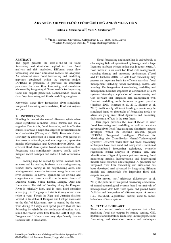 (PDF) Advanced river flood forecasting and simulation