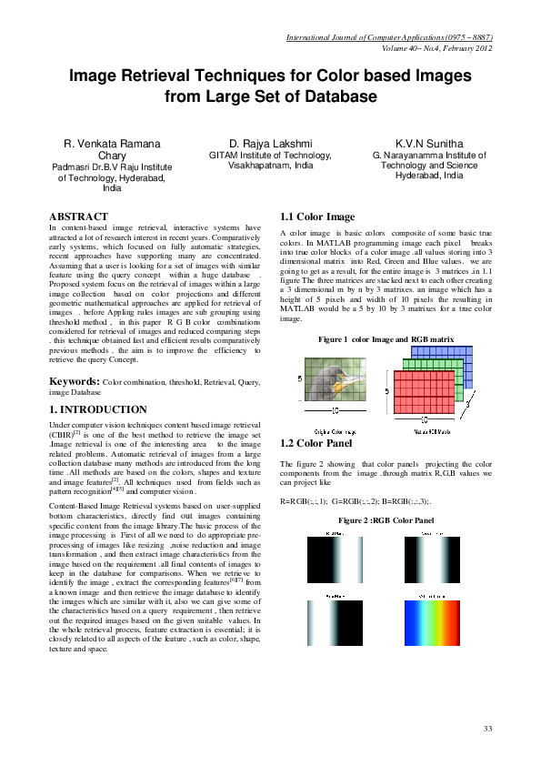 (PDF) Image Retrieval Techniques for Color based Images from Large Set ...