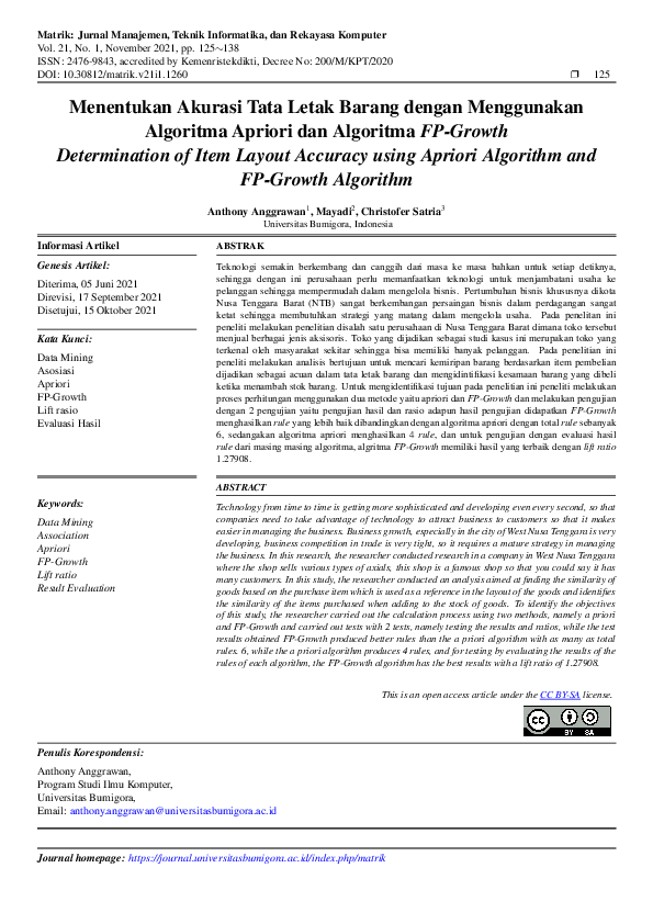 (PDF) Menentukan Akurasi Tata Letak Barang dengan Menggunakan Algoritma Apriori dan Algoritma FP ...