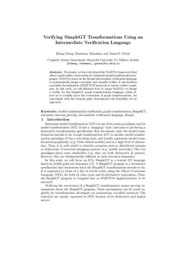 Pdf Verifying Simplegt Transformations Using An Intermediate