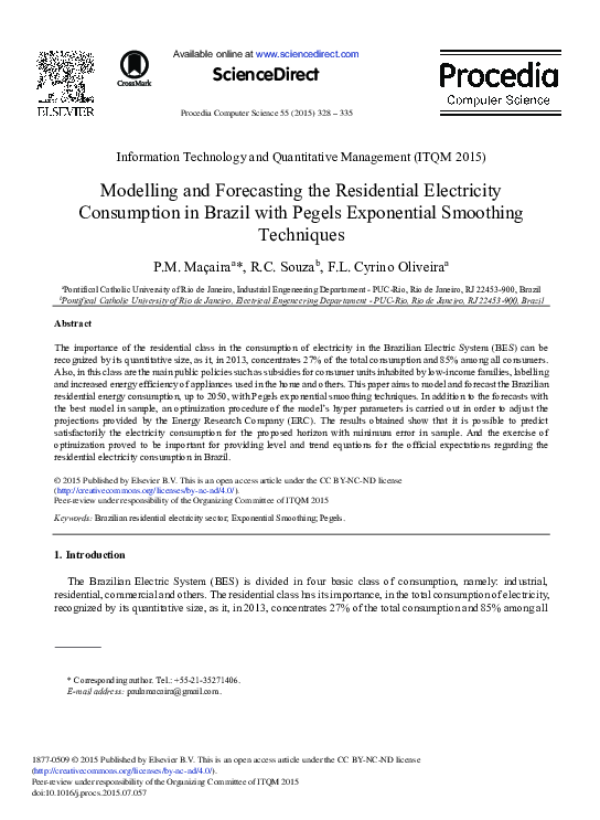 Pdf Modelling And Forecasting The Residential Electricity Consumption