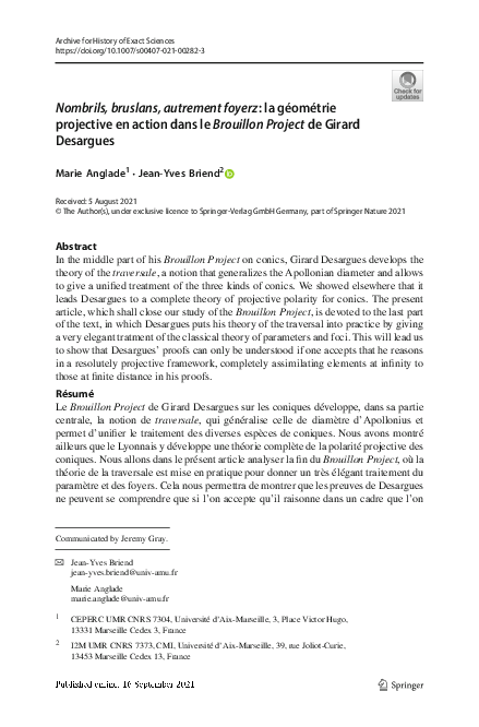 (PDF) Nombrils, bruslans, autrement foyerz: la géométrie projective en ...