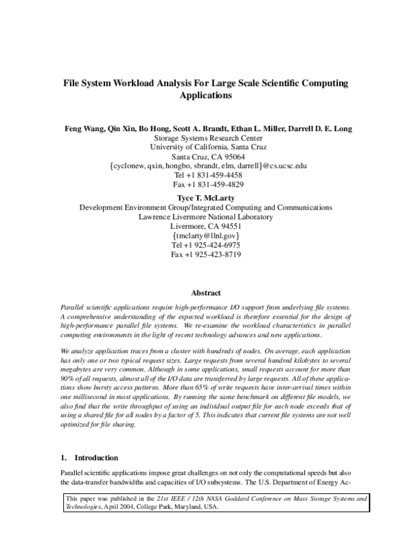 (PDF) File system workload analysis for large scale scientific ...