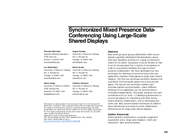 (PDF) Synchronized Mixed Presence Data-Conferencing Using Large-Scale Shared Displays