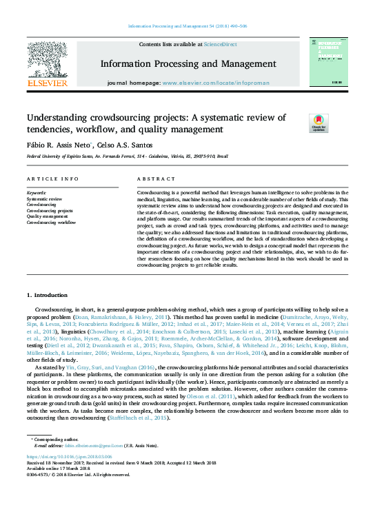 (PDF) Understanding crowdsourcing projects: A systematic review of ...
