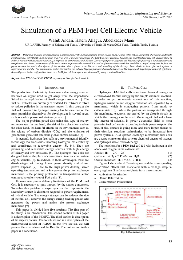 (PDF) Simulation of a PEM Fuel Cell Electric Vehicle