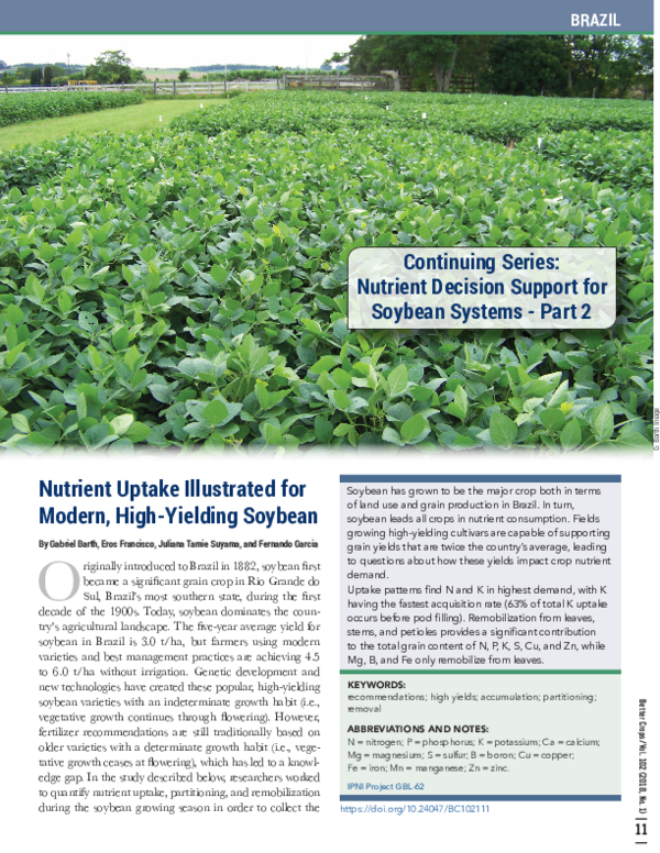 (PDF) Nutrient Uptake Illustrated for Modern, High-Yielding Soybean