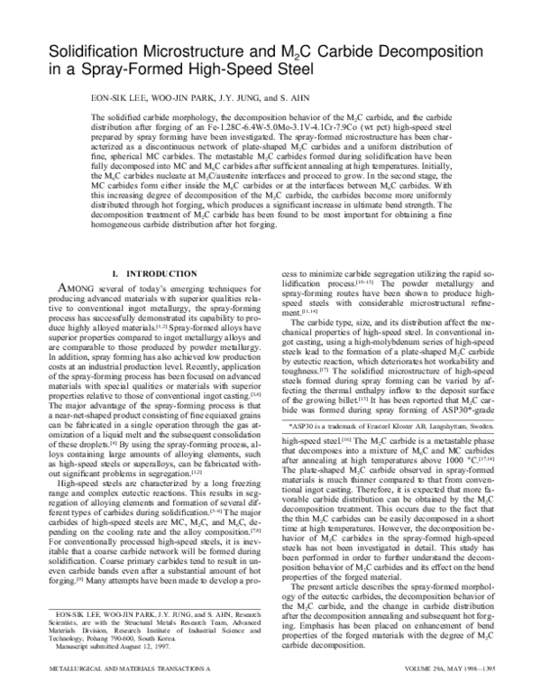 (PDF) Solidification microstructure and M 2 C carbide decomposition in ...