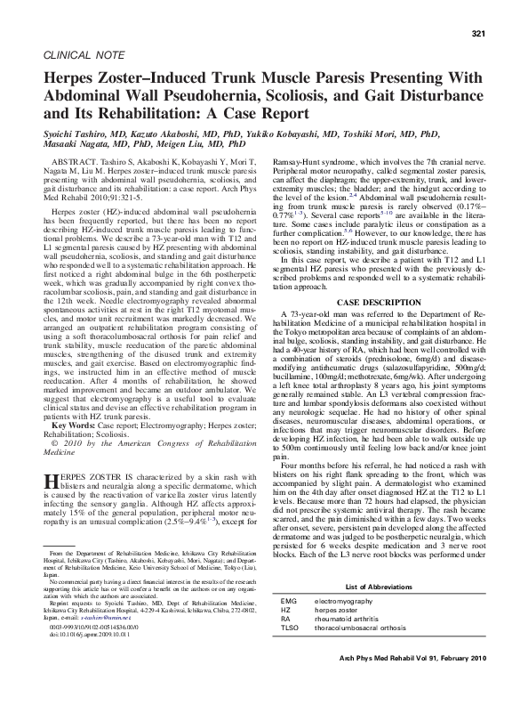 (PDF) Herpes Zoster–Induced Trunk Muscle Paresis Presenting With ...