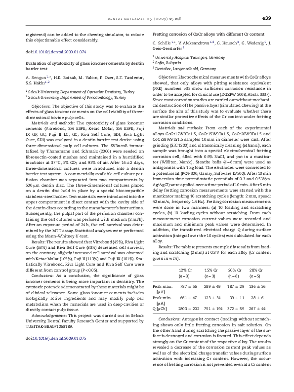 (PDF) Evaluation of cytotoxicity of glass ionomer cements by dentin ...