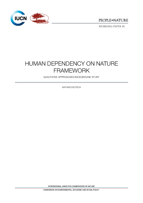 (PDF) Human Dependency on Nature Framework Qualitative Approaches ...