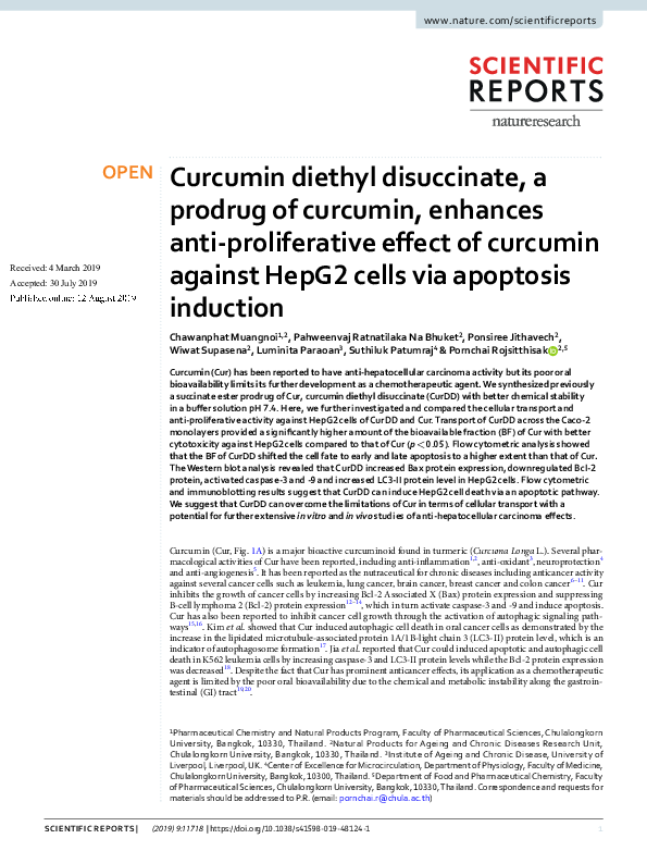 (PDF) Curcumin diethyl disuccinate, a prodrug of curcumin, enhances ...