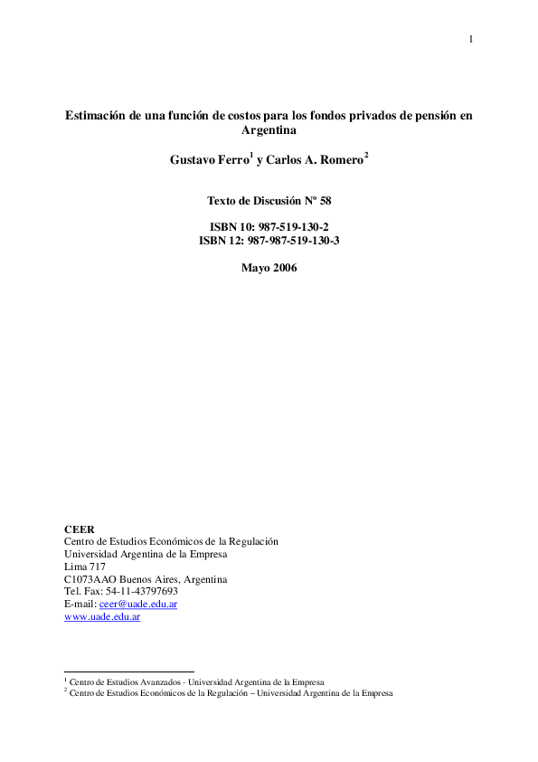 (PDF) Estimaci n de una funci n de costos para los fondos privados de pensi n en Argentina