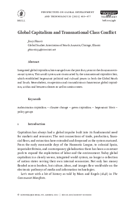 (PDF) Global Capitalism and Transnational Class Conflict