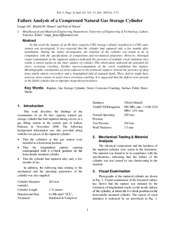 (PDF) Failure Analysis of a Compressed Natural Gas Storage Cylinder