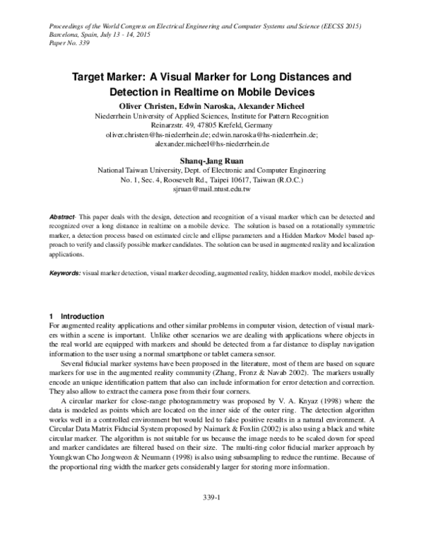(PDF) Target Marker: A Visual Marker for Long Distances and Detection ...