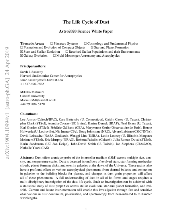 (PDF) The Life Cycle of Dust