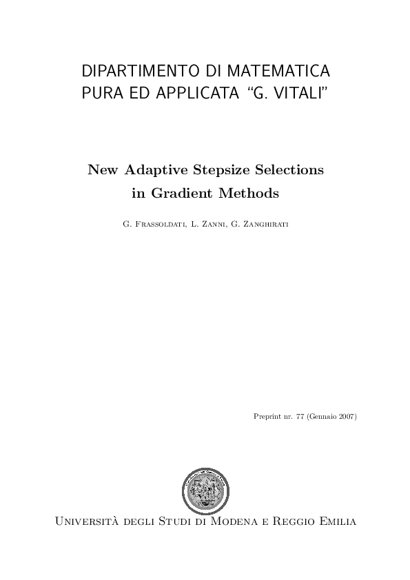 VITALI ” New Adaptive Stepsize Selections in Gradient Methods