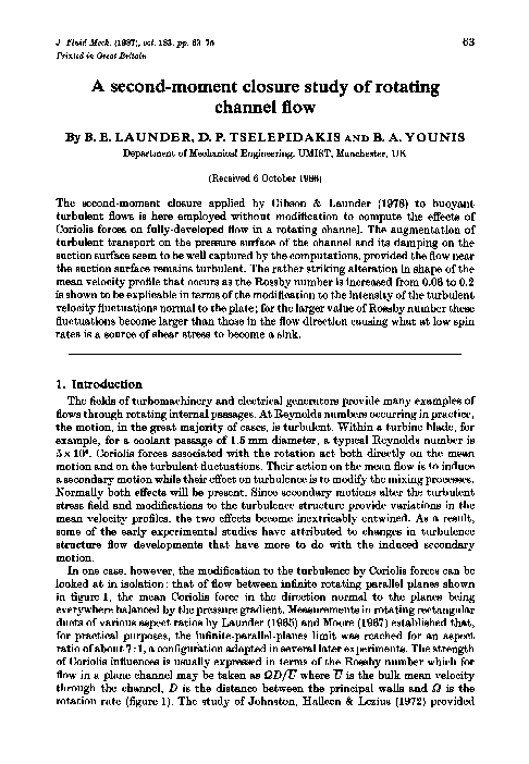 (PDF) A second-moment closure study of rotating channel flow