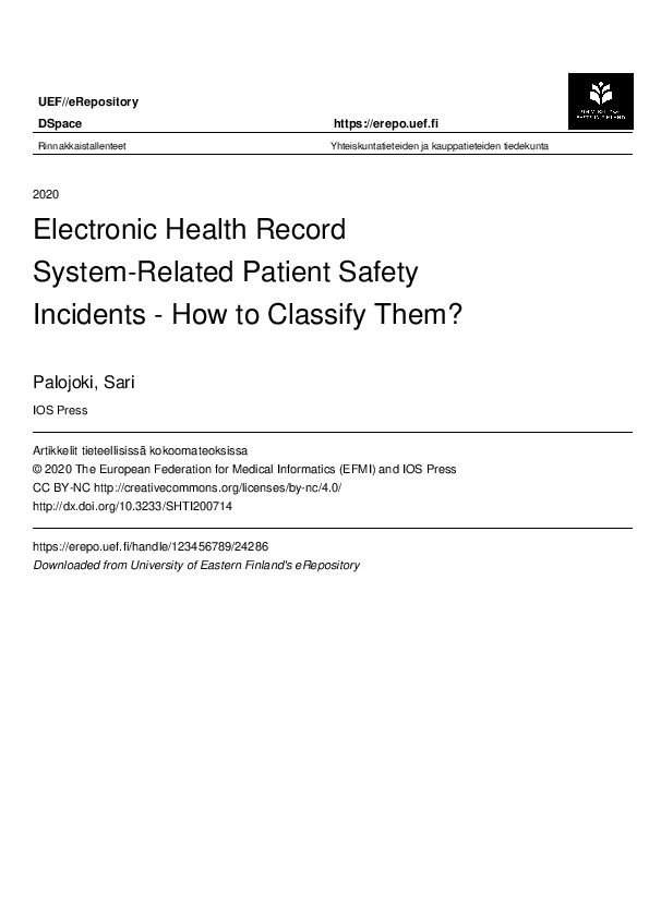(PDF) Electronic Health Record System-Related Patient Safety Incidents ...