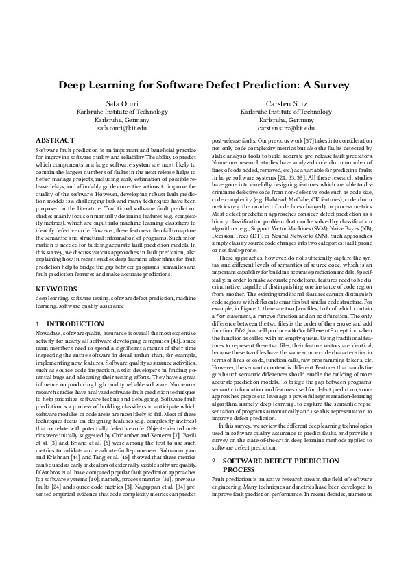 (PDF) Deep Learning for Software Defect Prediction