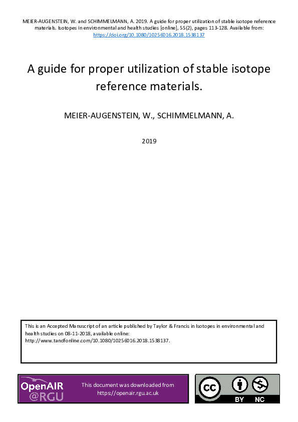 (PDF) A guide for proper utilisation of stable isotope reference materials