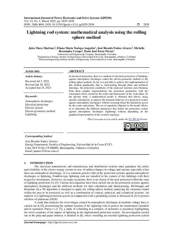 (PDF) Lightning rod system: mathematical analysis using the rolling ...