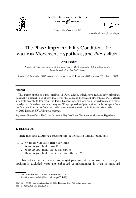 (PDF) The Phase Impenetrability Condition, the Vacuous Movement ...