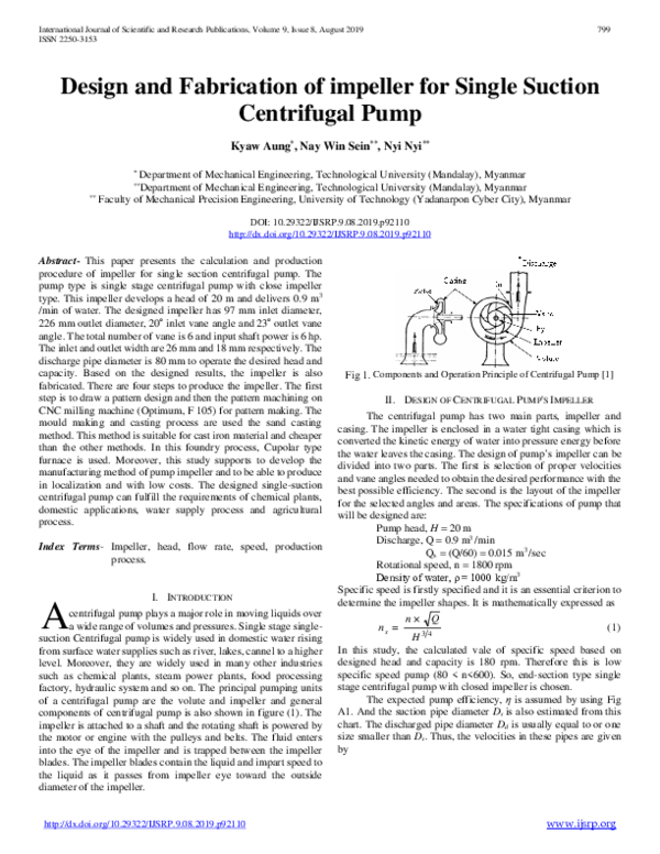 (PDF) Design and Fabrication of impeller for Single Suction Centrifugal ...