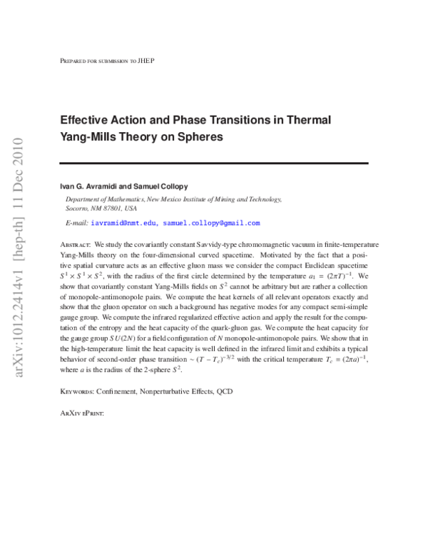 (PDF) Prepared for submission to JHEP Effective Action and Phase ...