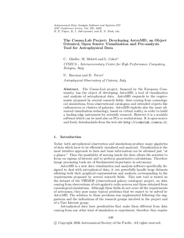 (PDF) The Cosmo.Lab Project: Developing AstroMD, an Object Oriented, Open Source Visualization ...