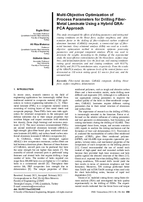 Pdf Multi Objective Optimization Of Process Parameters For Drilling