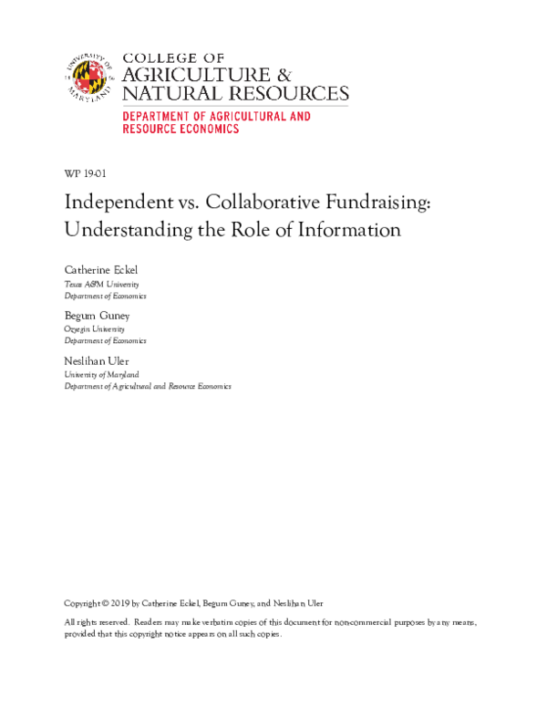 (PDF) Independent vs. Collaborative Fundraising: Understanding the Role ...