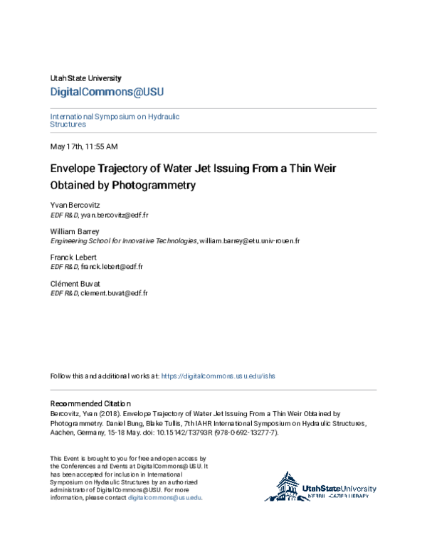 (PDF) Envelope Trajectory of Water Jet Issuing From a Thin Weir ...