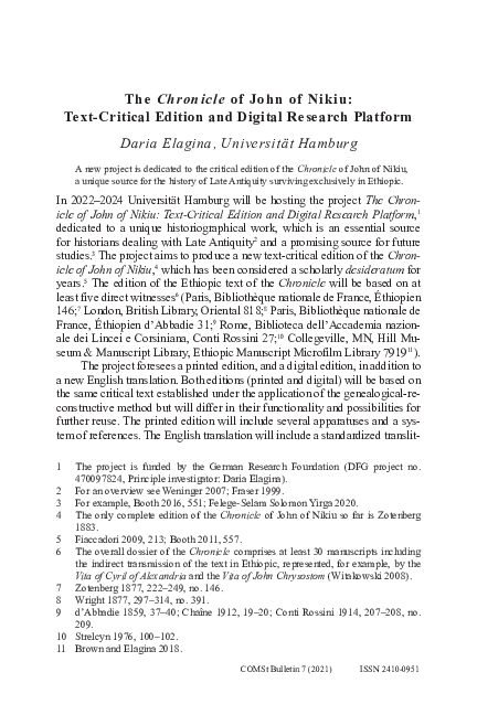 (PDF) The Chronicle of John of Nikiu: Text-Critical Edition and Digital ...
