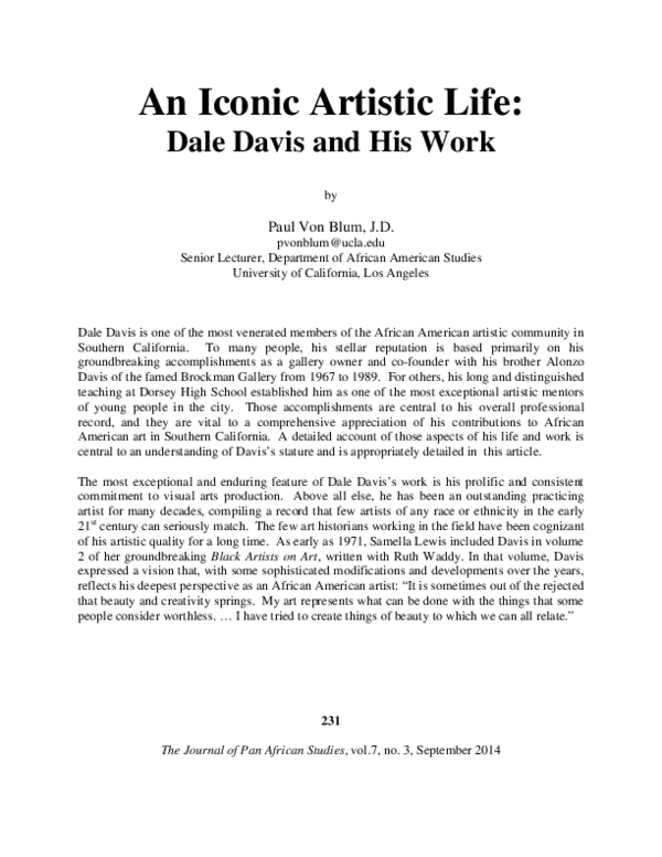 (PDF) An Iconic Artistic Life: Dale Davis and His Work