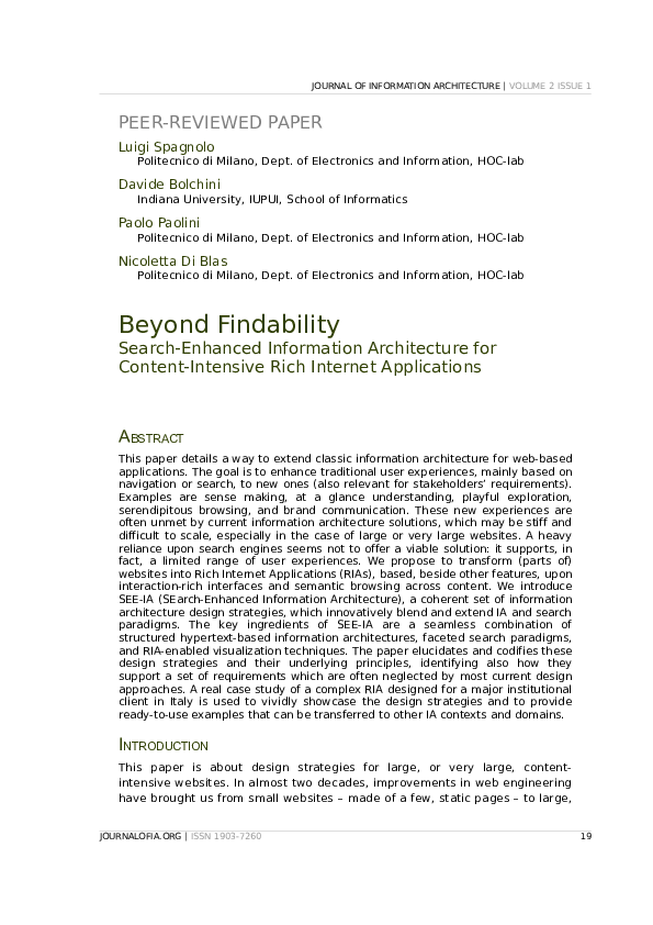 (PDF) Beyond Findability Search-Enhanced Information Architecture for Content-Intensive Rich ...