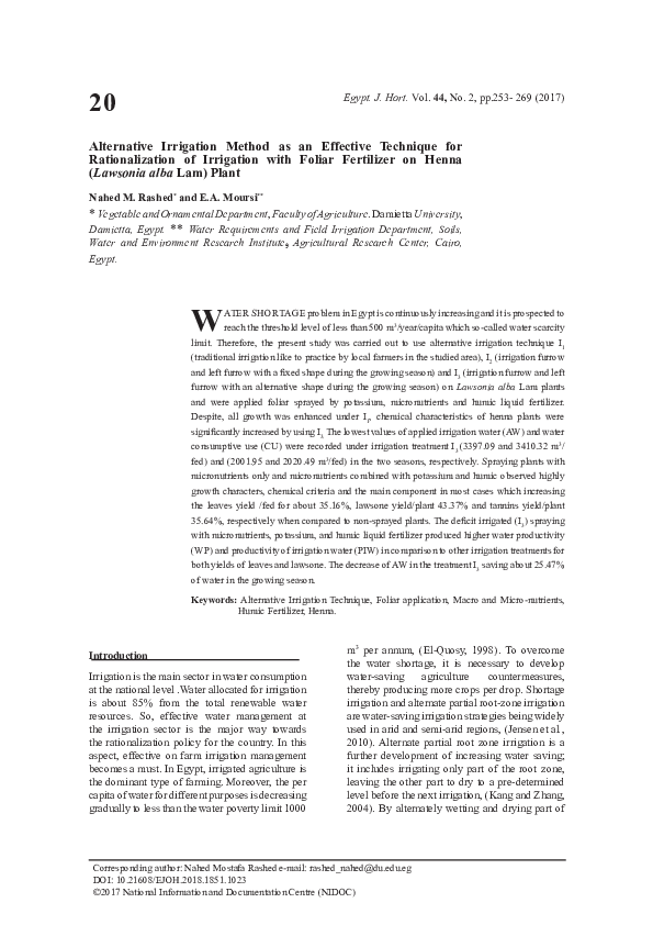 (PDF) Alternative Irrigation Method as an Effective Technique for ...