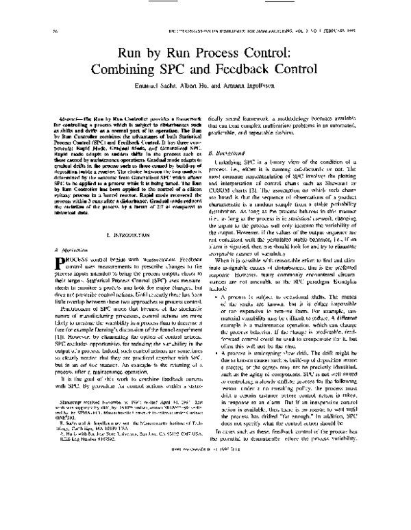(PDF) Run by run process control: combining SPC and feedback control