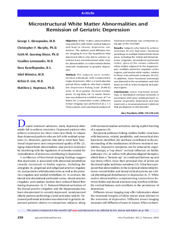 (PDF) Microstructural White Matter Abnormalities and Remission of ...